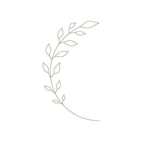 Premium Vector Monochrome Golden Curved Tree Branch With Leaves Line