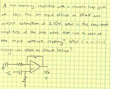 solved a non inverting amplifier with a closed loop gain of