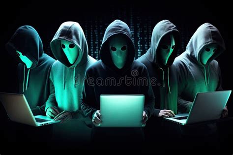 Hacking And Malware Concept Hackers Are Using Laptop With Digital Interface Stock Illustration