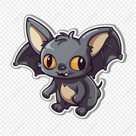 흰색 배경에 고립 된 귀여운 만화 일러스트 박쥐 스티커 벡터상표 Png 일러스트 무료 다운로드 Lovepik