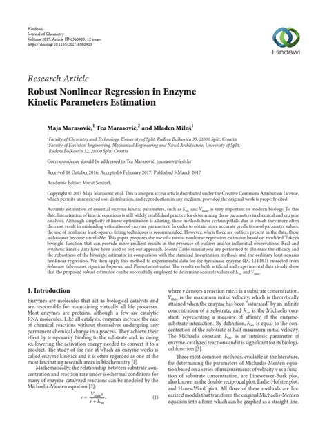 Robust Nonlinear Regression In Enzyme Kinetic Parameters Estimation