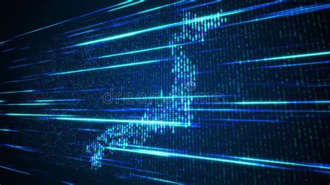 futuristic blue shinny binary digital number mosaic grid map of japan perspective motion view