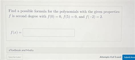 Solved Find A Possible Formula For The Polynomials With The
