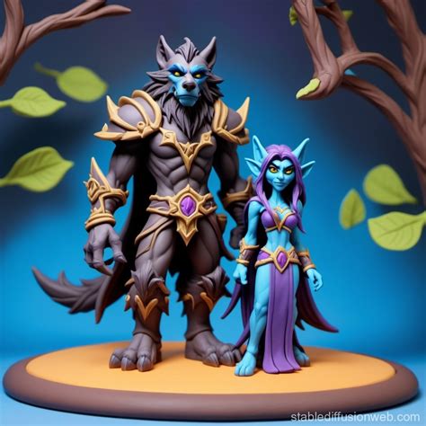 Night Elf Female From World Of Warcraft Topless In The Woods With An