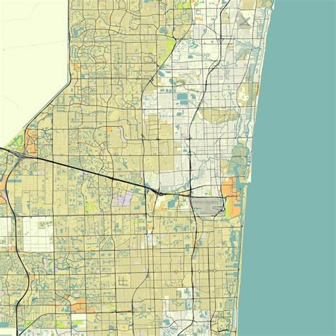 Premium Vector Map Of Fort Lauderdale Florida Usa