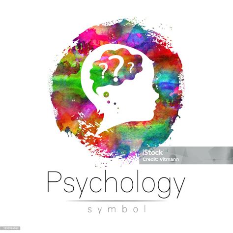 무지개 수채화 브러시 원에 뇌와 질문이있는 어린이 기호 타입 실루엣 프로필 인간의 머리 사람 어린이 자폐증 어린이 클리닉 교육을위한 개념 기호 흰색의 템플릿 디자인 정신
