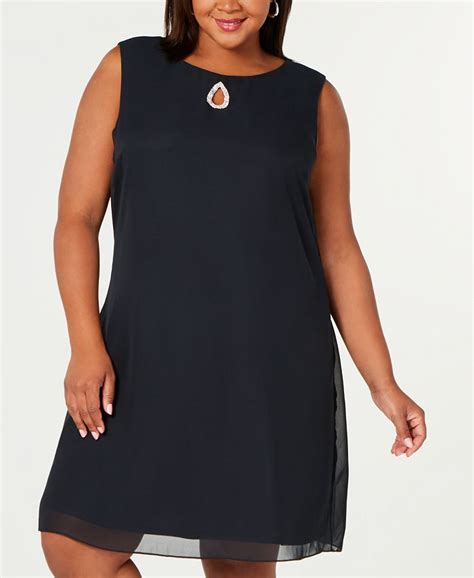 Sl Fashions Plus Size Keyhole Dress And Printed Jacket Macys