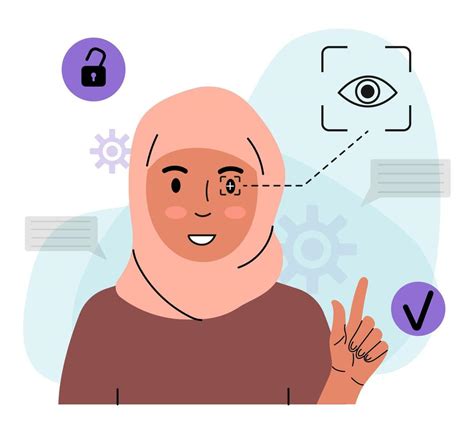 Woman Using Iris Recognition Technology 48114395 Vector Art At Vecteezy
