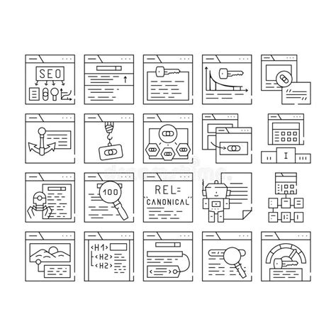 Seo Optimize Search Rank Icons Set Vector Stock Vector Illustration