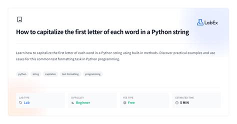 How To Capitalize The First Letter Of Each Word In A Python String Labex