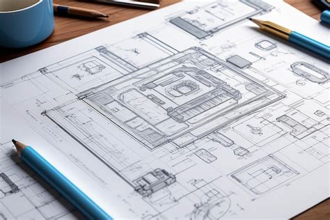 Premium Photo Engineering Schematic Illustration Mockup