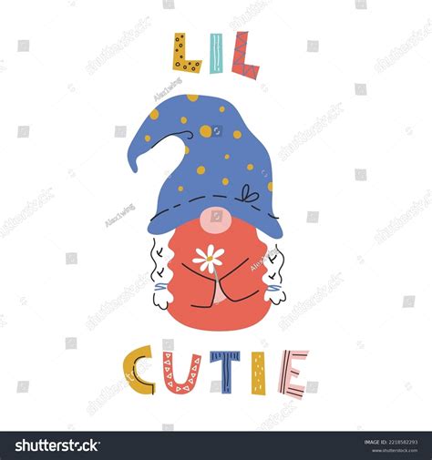 Lil Cutie Lettering Cute Cartoon Female Stock Vector Royalty Free
