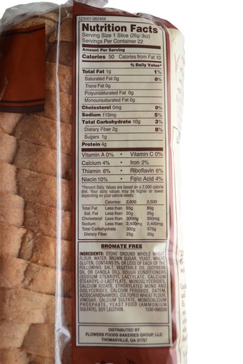 Organic Bread Food Label