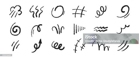 크레용 분필 및 파스텔 질감의 라인 이동 요소 윤곽선 벡터 Illustration Starburst Bush에 대한 스톡 벡터 아트 및 기타 이미지 Starburst