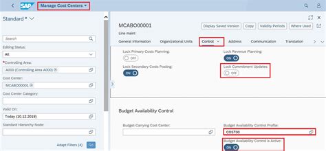 Budget Availability Control For Cost Centers In SA SAP Community