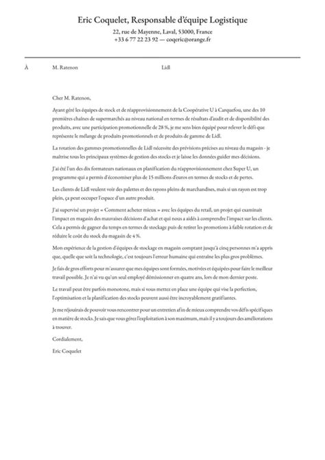 Lettre De Motivation Lidl Exemples Gratuits De Lettre De Motivation