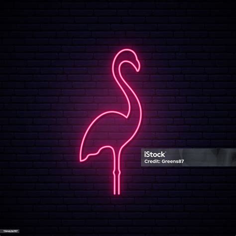 핑크 플라밍고 네온 사인 플라밍고 간판 또는 전구 배너입니다 벡터 일러스트입니다 0명에 대한 스톡 벡터 아트 및 기타 이미지 0명 날씨 네온 Istock