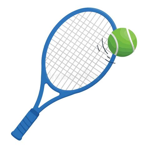 Vibrant Tennis Ball Impacting A Blue Racket With Force Stock