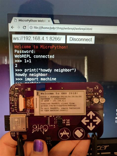 Micropython Webrepl On The Open Hardware Summit Badge Osh Park