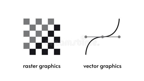Comparison Of Raster And Vector Graphics Pixel Grid Versus Bezier