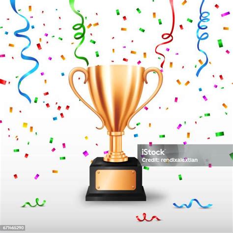 텍스트 공간 및 떨어지는 색종이 벡터 일러스트 레이 션 현실적인 청동 트로피 3위에 대한 스톡 벡터 아트 및 기타 이미지 3위 3차원 형태 Championship
