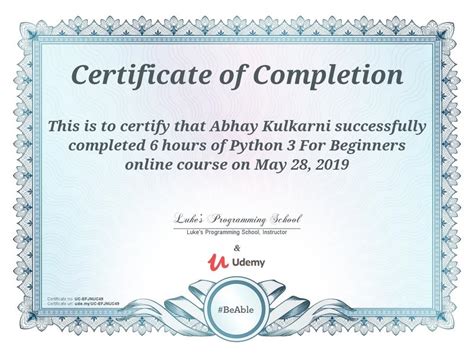 Abhay Kulkarni On Linkedin Completed The Python 3 For Beginners