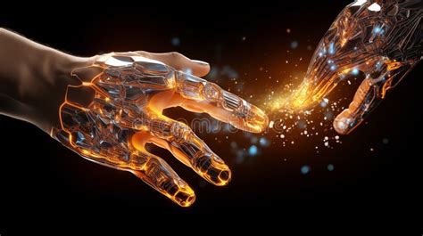 Ai Hand Connected To A Neural Network Performing Deep Learning And Automation Through Binary