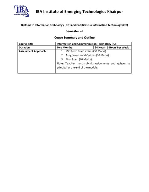 1 ict ict course outline iba institute of emerging technologies