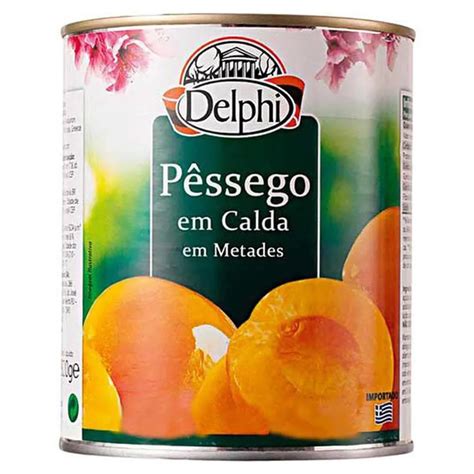 Kit 02 Latas Pêssego Em Calda Grego Em Metades Delphi 480g Shopee Brasil