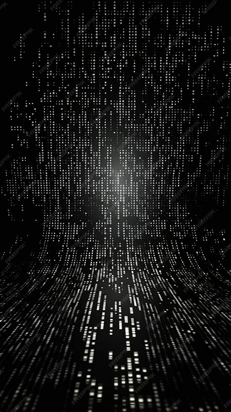 White Binary Code On Dark Creating An Atmosphere Of Data Technology And