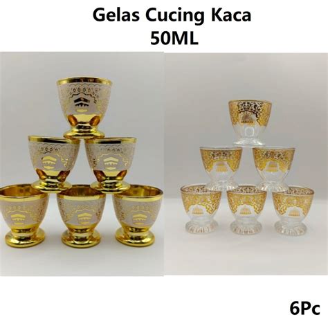 Jual Gelas Cucing Gold Kaca 50ml Harga 6pcs Shopee Indonesia