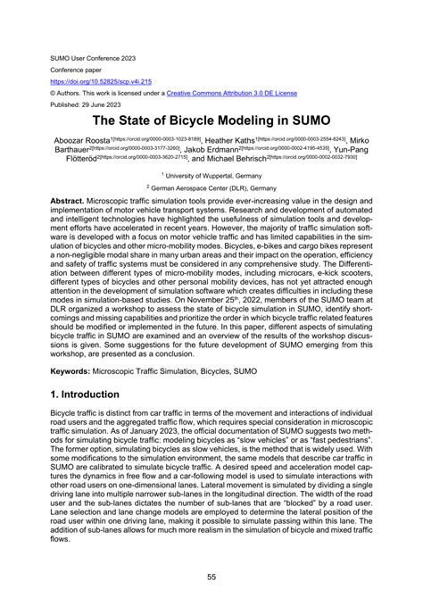 Pdf State Of Bicycle Modeling In Sumo