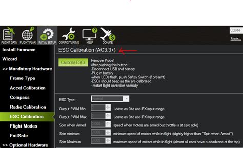Esc Calibration In Mission Planner For Apm 28 Mission Planner