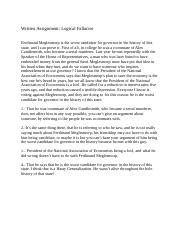 Logical Fallacies Docx Written Assignment Logical Fallacies Ferdinand Meglesmorp Is The Worst