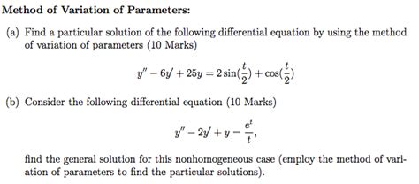 solved method of variation of parameters a find a