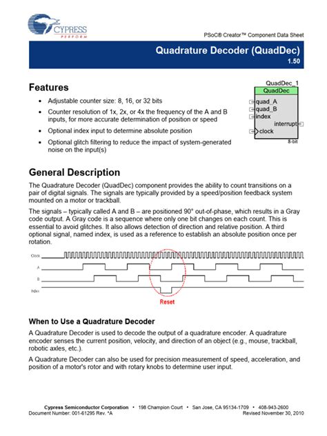 Infineon Quadrature Decoder Quaddec Component Quaddec V150 Software