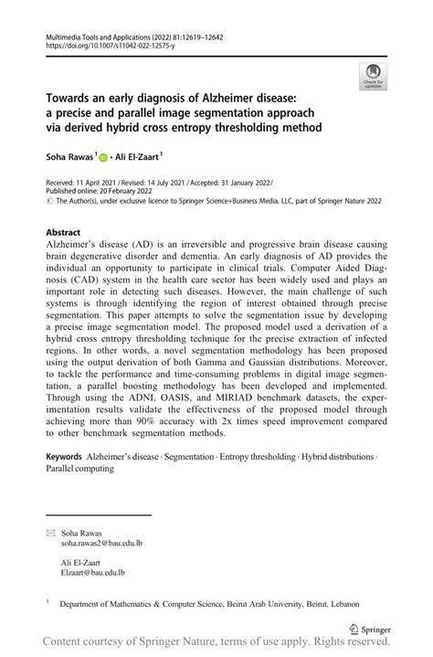 Towards An Early Diagnosis Of Alzheimer Disease A Precise And Parallel Image Segmentation