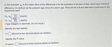 In This Example μd ﻿is The Mean Value Of The