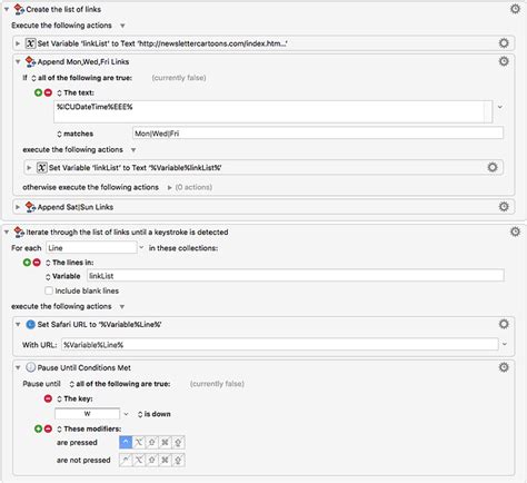 read a collection of web pages in sequence based on the day of the week like the morning coffee