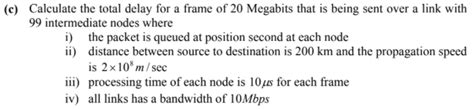 solved c calculate the total delay for a frame of 20