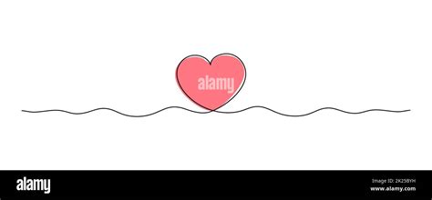 Dessin Dune Seule Ligne De Coeur Rouge Isolé Sur Fond Blanc Symbole