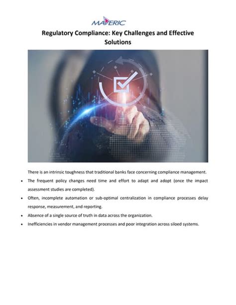Regulatory Compliance Key Challenges And Effective Solutions Pdf Financial Regulation Economy