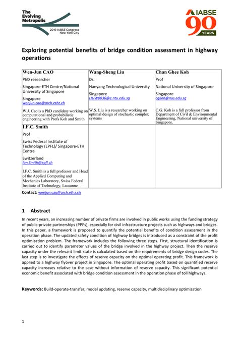 Pdf Exploring Potential Benefits Of Bridge Condition Assessment In