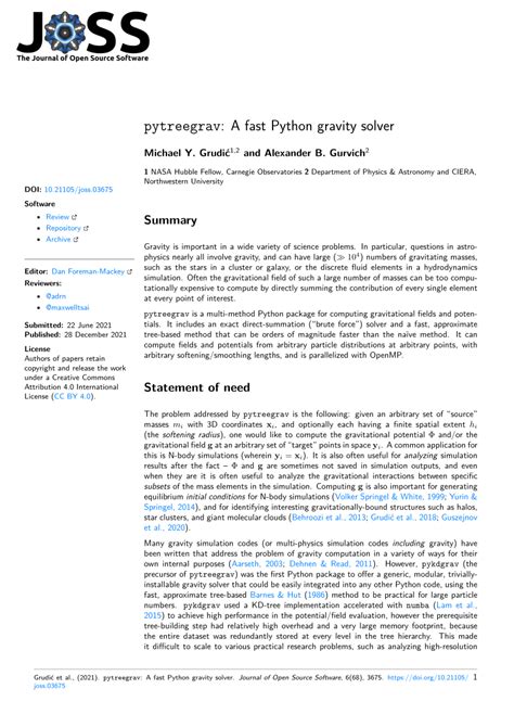 PDF Pytreegrav A Fast Python Gravity Solver
