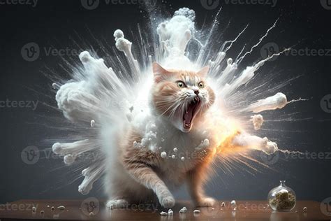 Cat Exploding During A Scientific Experiment Illustration 23957565