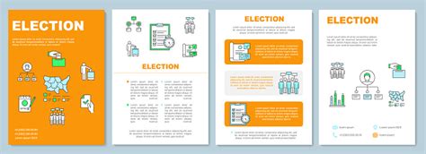 선거 브로셔 템플릿 레이아웃입니다 시민 투표 전단지 소책자 전단지 인쇄 디자인 선형 일러스트레이션 투표 개최 잡지 연례 보고서 광고 포스터에 대한 벡터 페이지 레이아웃
