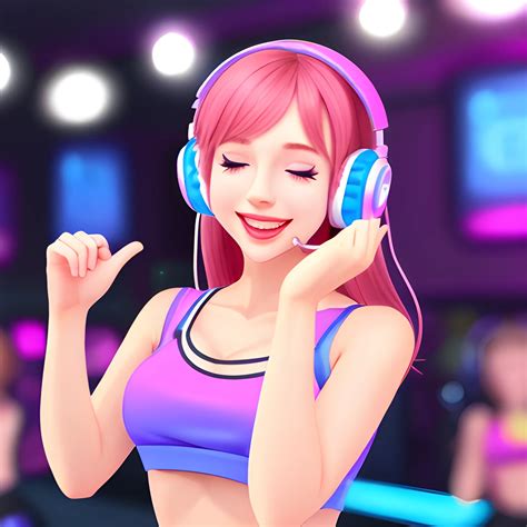 Cute Female Headphones Dancing Club Arthubai