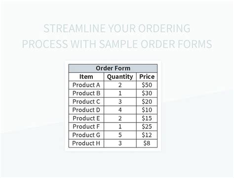 Streamline Your Ordering Process With Sample Order Forms Excel Template