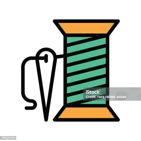 편집 가능한 스트로크와 후크 벡터와 바늘과 예술과 공예 관련 재봉 스레드 롤 개인 장식품에 대한 스톡 벡터 아트 및 기타 이미지