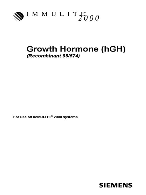 Growth Hormone Hgh Immulite 2000 Systems Rev 11 2018 Pdf Growth Hormone Immunoassay